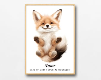 Red Panda Footprint Poster, Personalized Nursery Wall Art, Newborn Baby ...