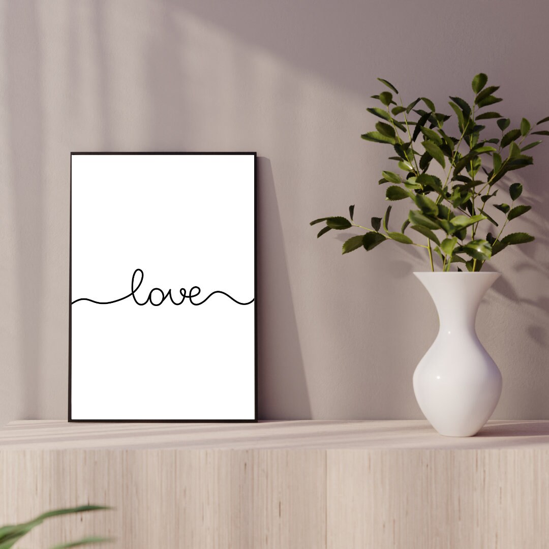 Love One Line Poster Printable Minimalist Wall Art Romantic - Etsy