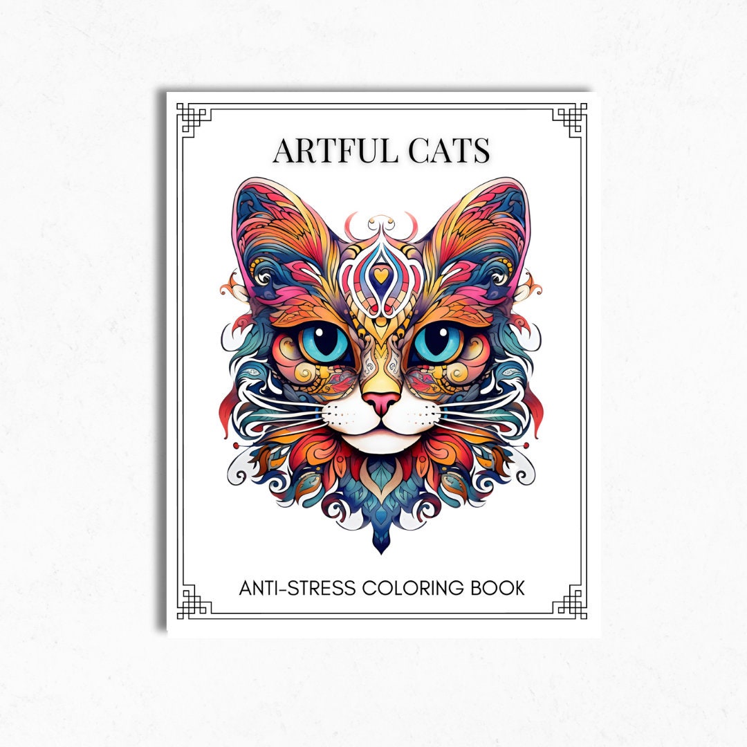 Artful Cats Printable Adult Coloring Book Cats Coloring - Etsy UK