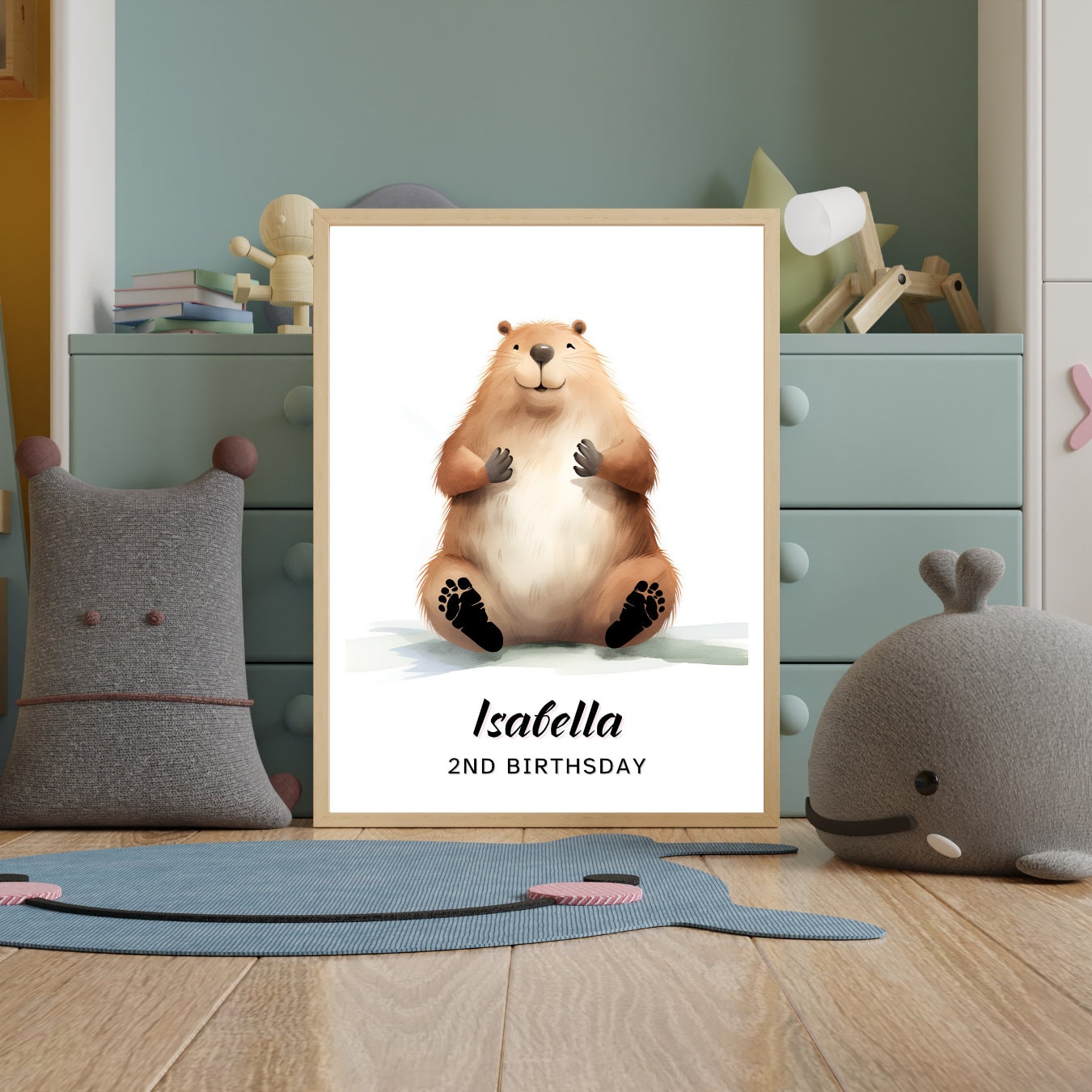 Capybara Footprint Poster Personalized Nursery Wall Art - Etsy