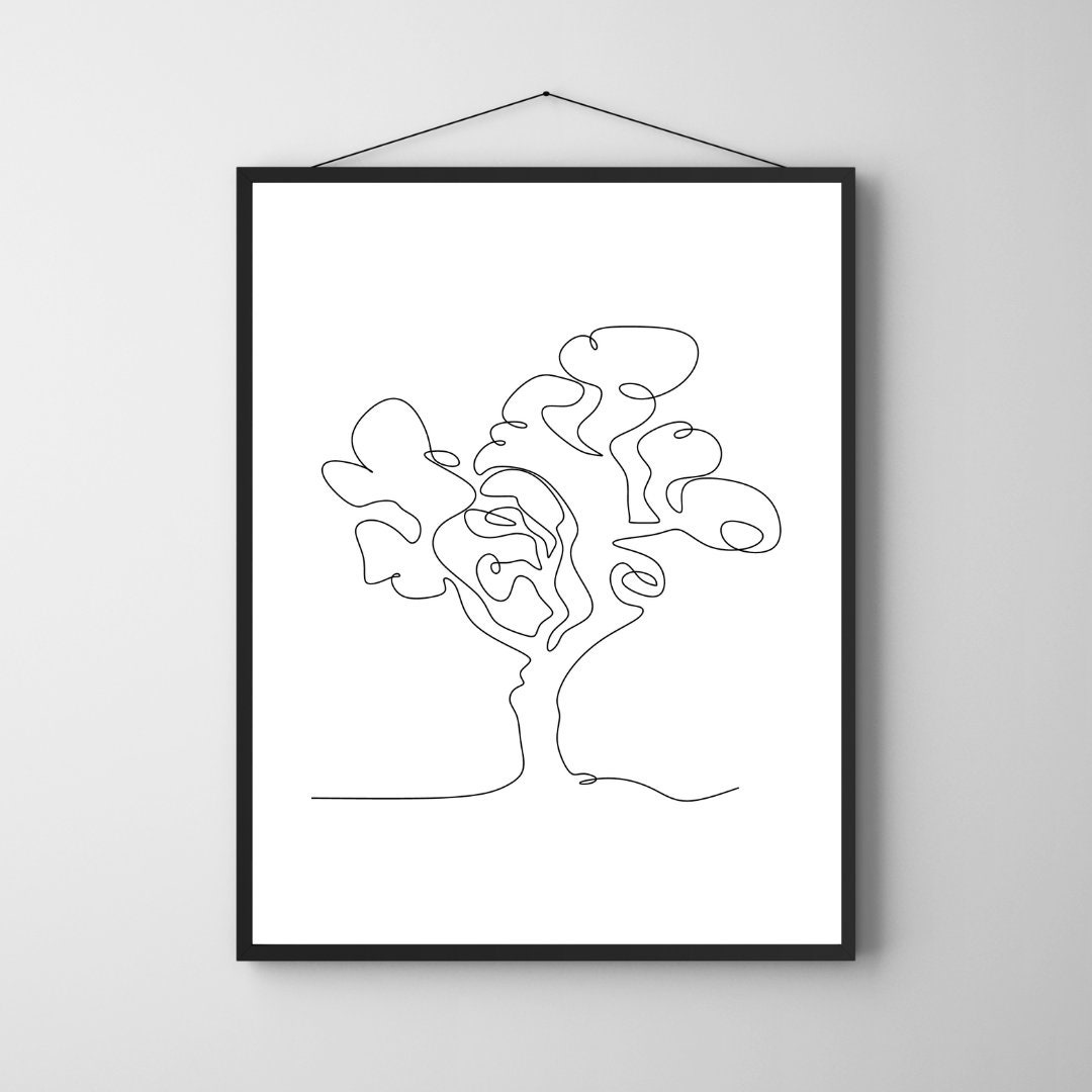 Monumental Tree One Line Art Print, Printable Wall Decor, Nature ...
