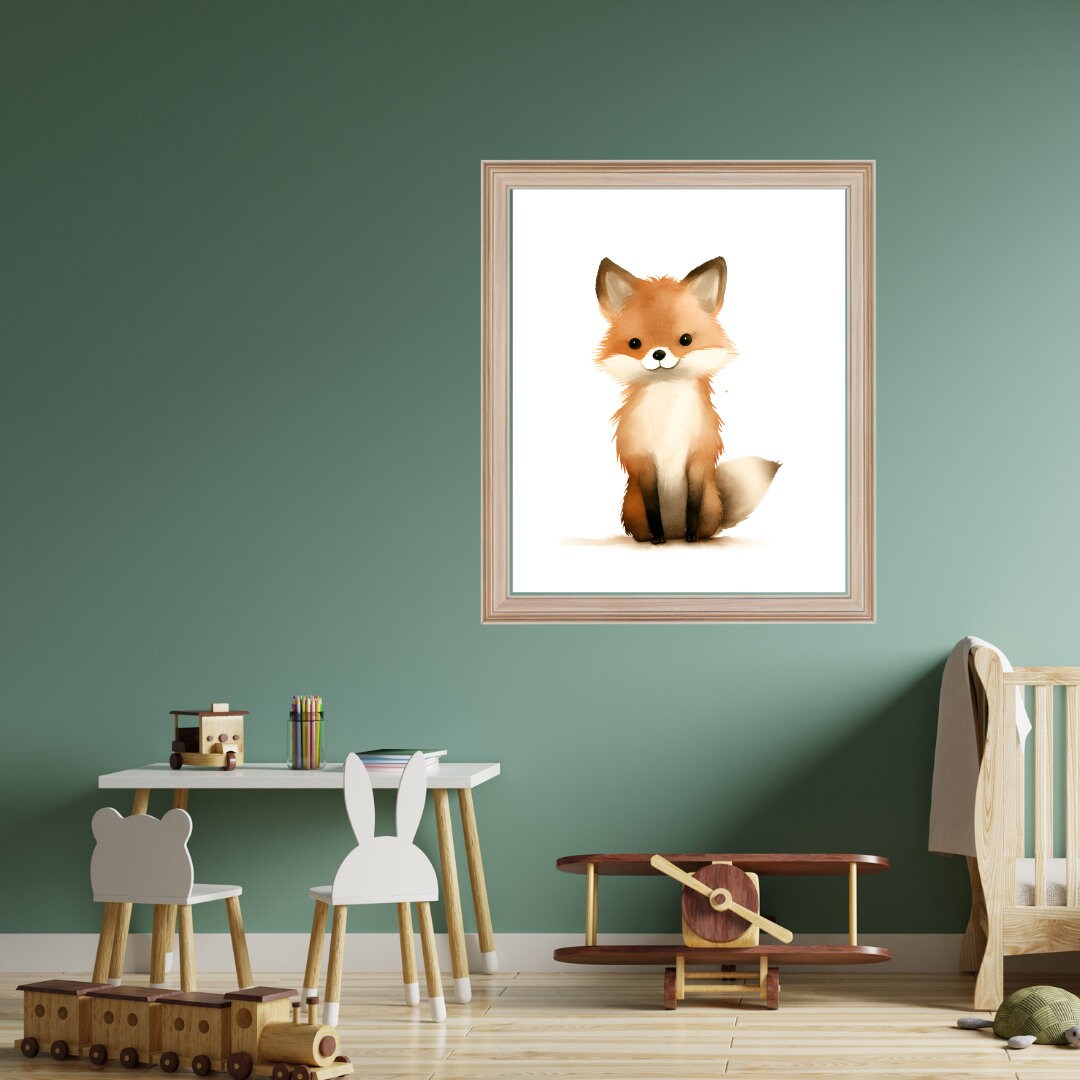 Cute Fox Poster Woodland Nursery Prints Earthy Neutral - Etsy