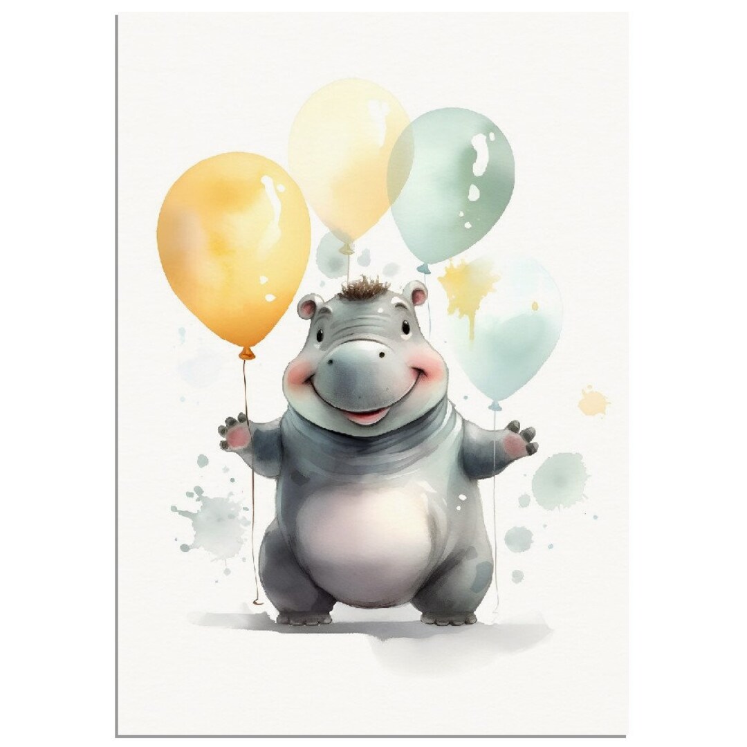 Happy Hippos Joyful Hippo Poster Wall Art - Etsy