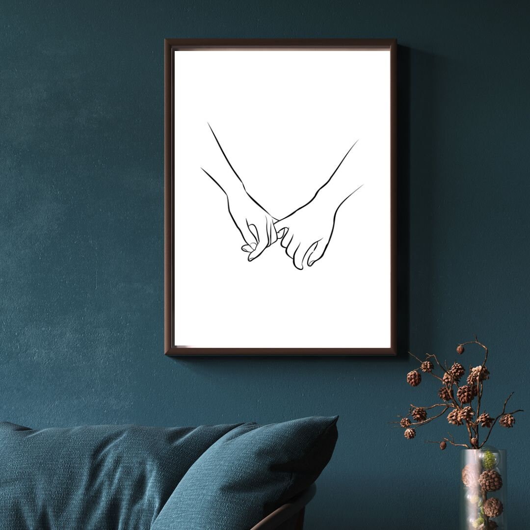 Holding Hands Minimalist Print Printable Wall Art Friendship - Etsy
