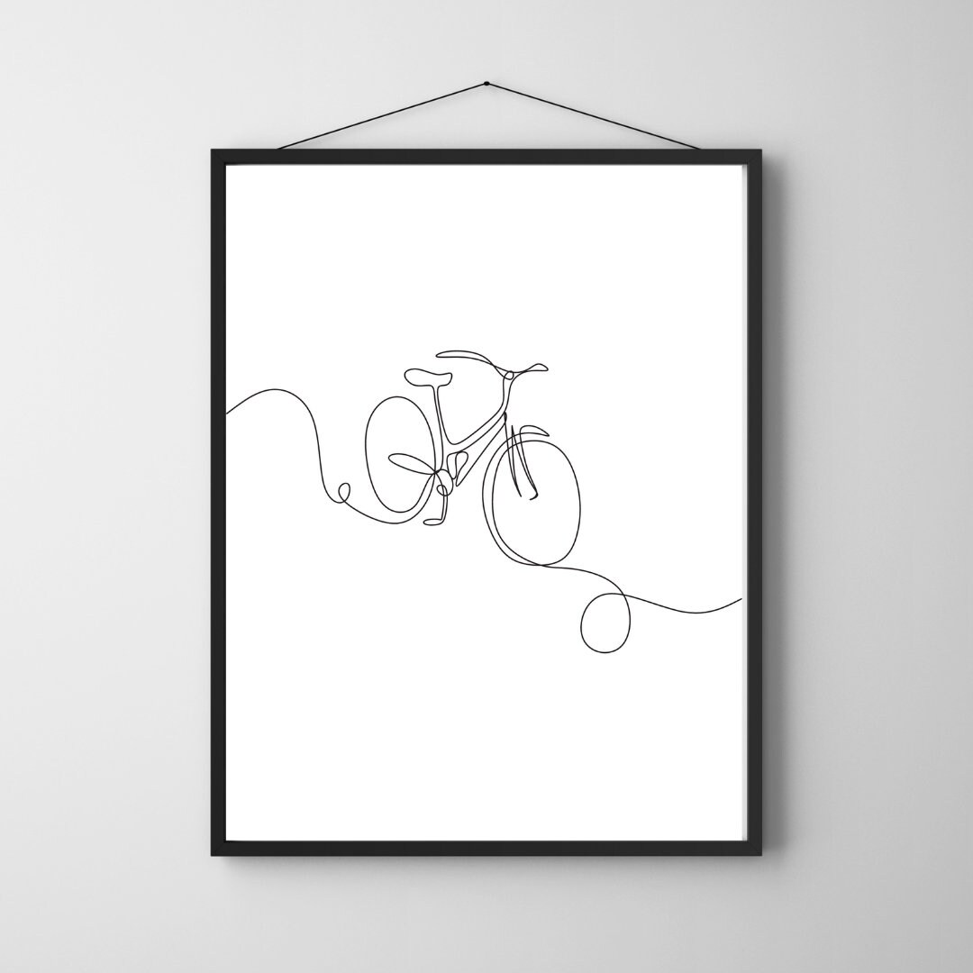 Bike Ride Minimalist One Line Drawing Printable Cycling - Etsy