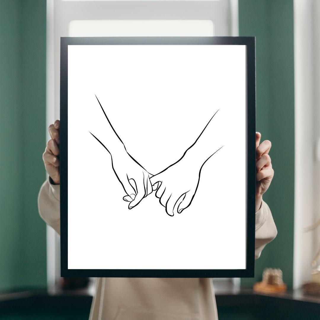Holding Hands Minimalist Print Printable Wall Art Friendship - Etsy