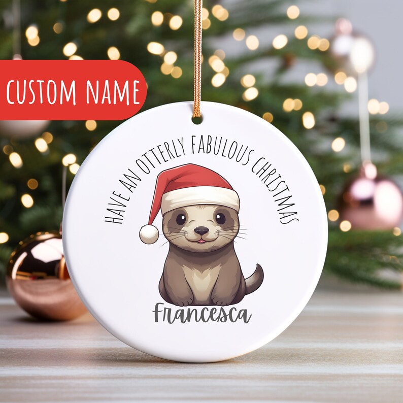 Otter Christmas Ornament Custom Christmas Ornament Otter - Etsy