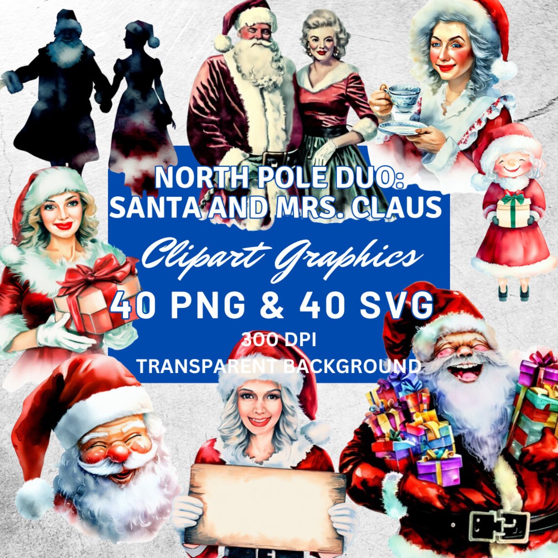 North Pole Duo Santa and Mrs Claus Clipart Mrs Claus Clipart Mrs Claus ...