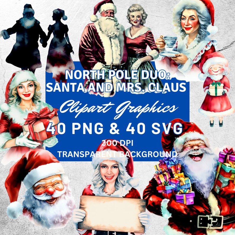 North Pole Duo Santa and Mrs Claus Clipart Mrs Claus Clipart Mrs Claus ...