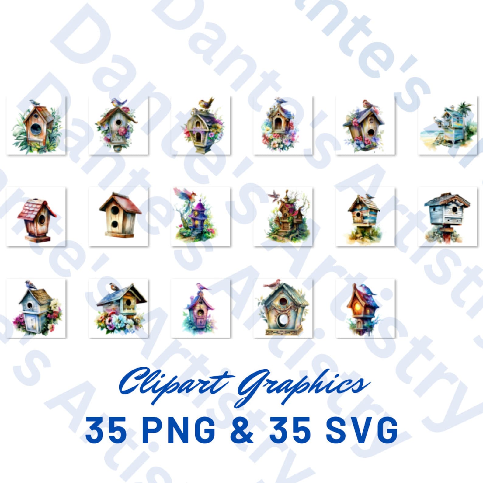 Charming Birdhouse Clipart Watercolor Birdhouse Clipart - Etsy