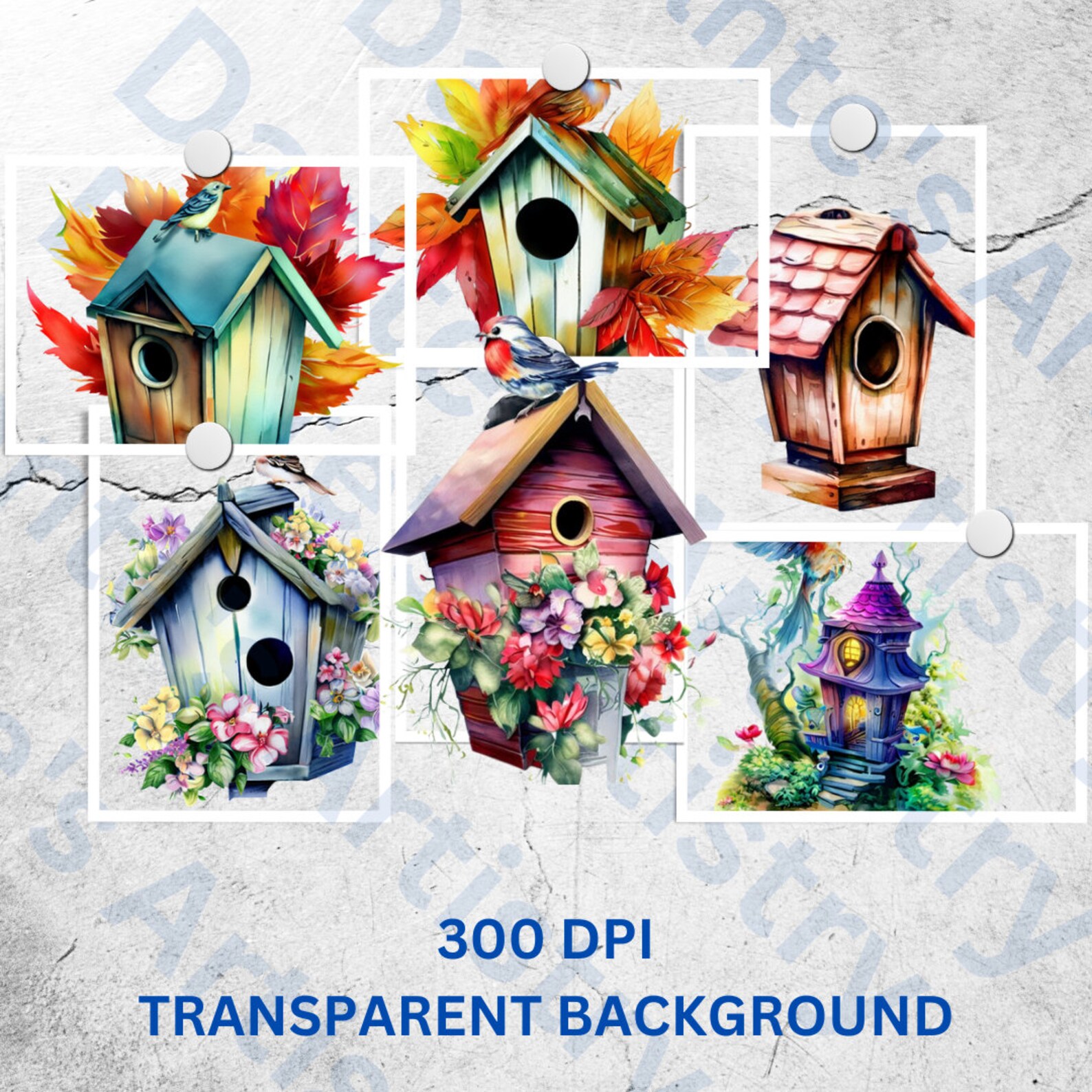 Charming Birdhouse Clipart Watercolor Birdhouse Clipart - Etsy