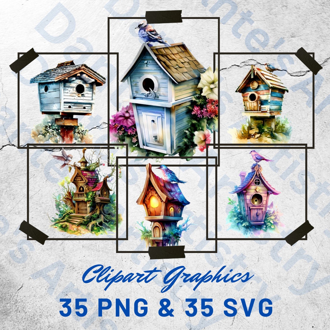 Charming Birdhouse Clipart Watercolor Birdhouse Clipart - Etsy