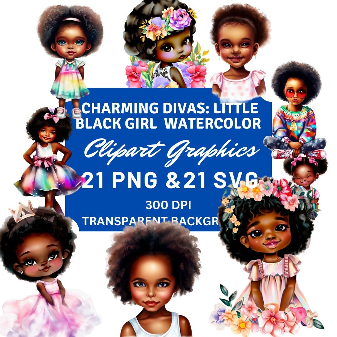Charming Divas Little Black Girl PNG Clipart Collection Black Kids Png ...