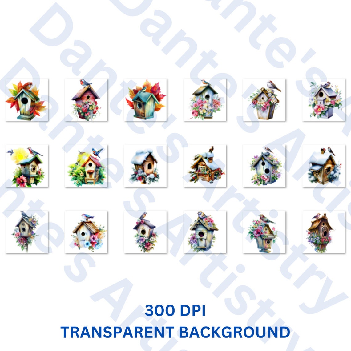 Charming Birdhouse Clipart Watercolor Birdhouse Clipart - Etsy