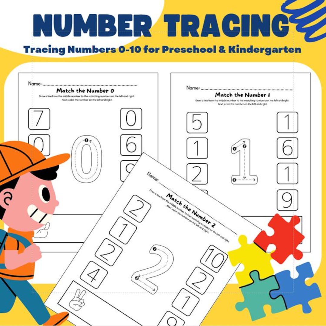 Numbers 0-10 Trace and Color Worksheets for Preschool and Kindergarten ...