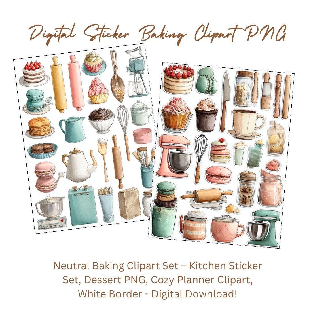 Baking Supplies Clipart Bundle - Watercolor Baking Clipart - Culinary ...
