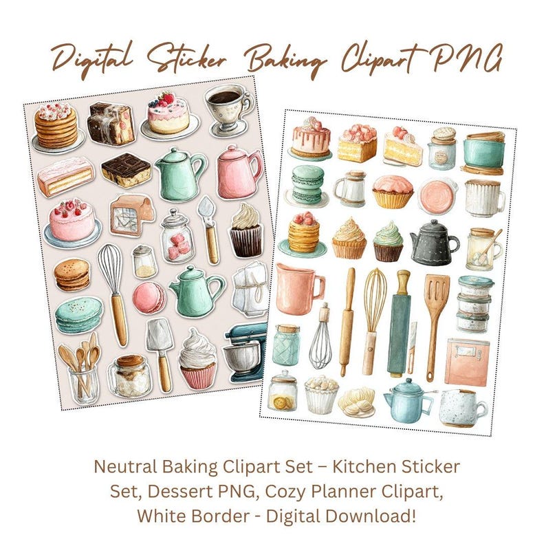 Baking Supplies Clipart Bundle - Watercolor Baking Clipart - Culinary ...