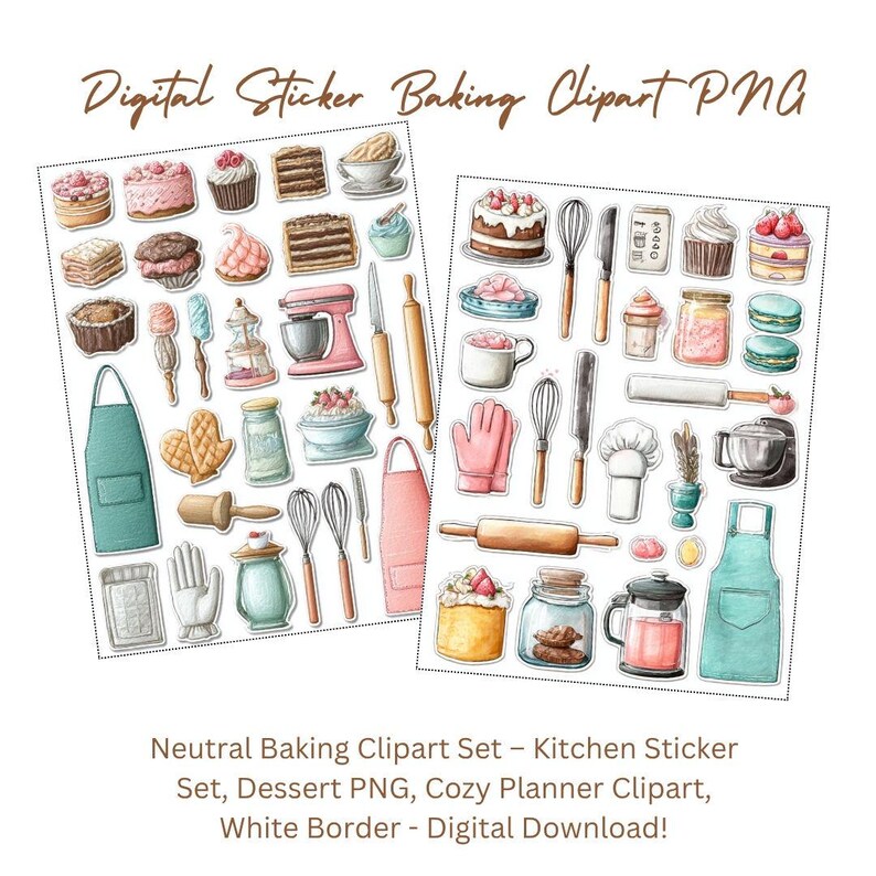 Baking Supplies Clipart Bundle - Watercolor Baking Clipart - Culinary ...