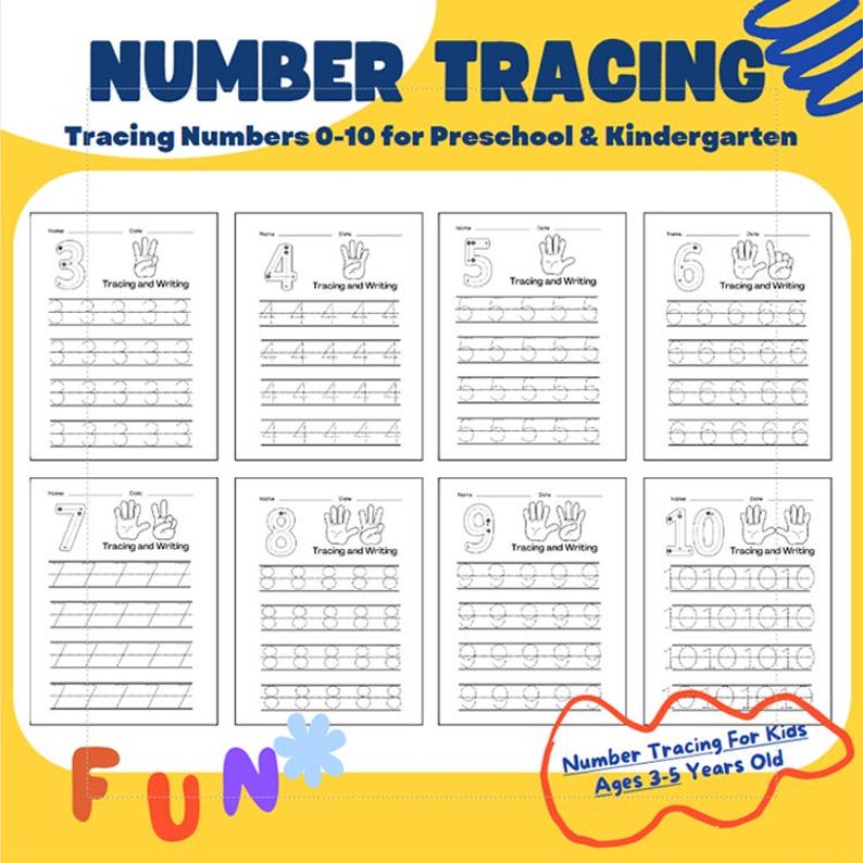 Numbers 0-10 Trace and Color Worksheets for Preschool and Kindergarten ...