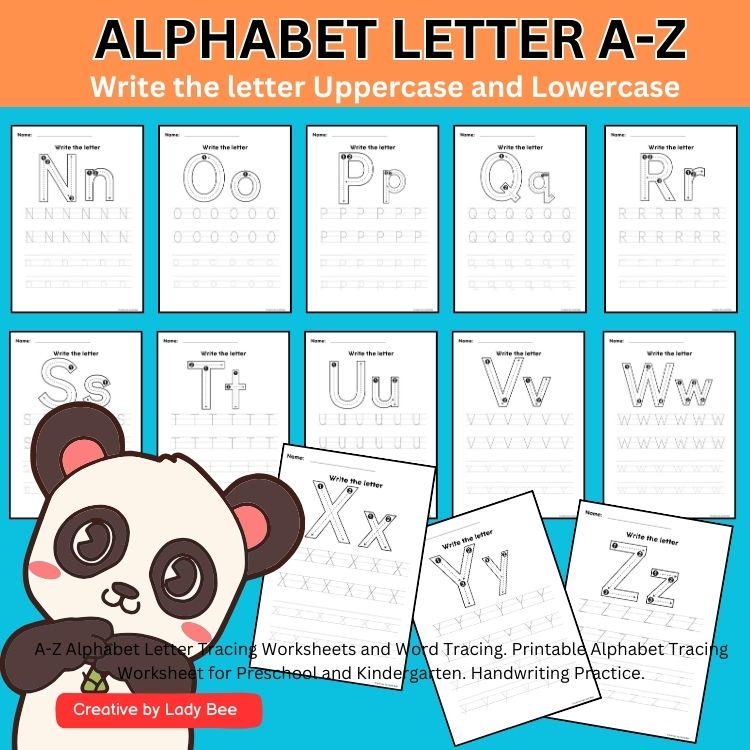 Alphabet Tracing Worksheets A-Z for Kids Ages 3-5 - Etsy