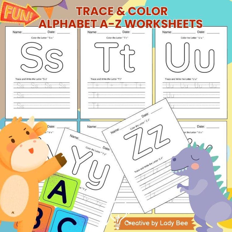 Letters A to Z, Alphabet Worksheets, Tracing, Early Education - Etsy