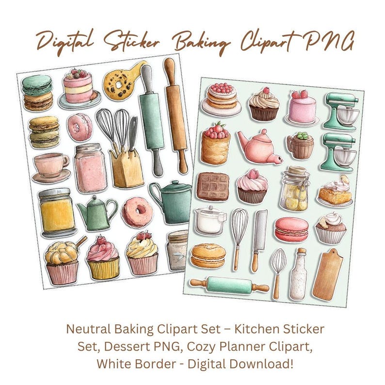 Baking Supplies Clipart Bundle - Watercolor Baking Clipart - Culinary ...