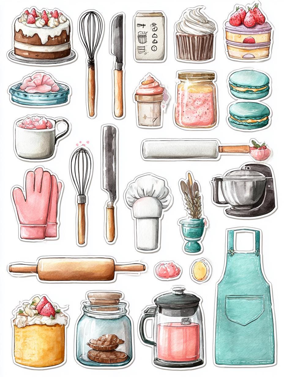 Baking Supplies Clipart Bundle - Watercolor Baking Clipart - Culinary ...
