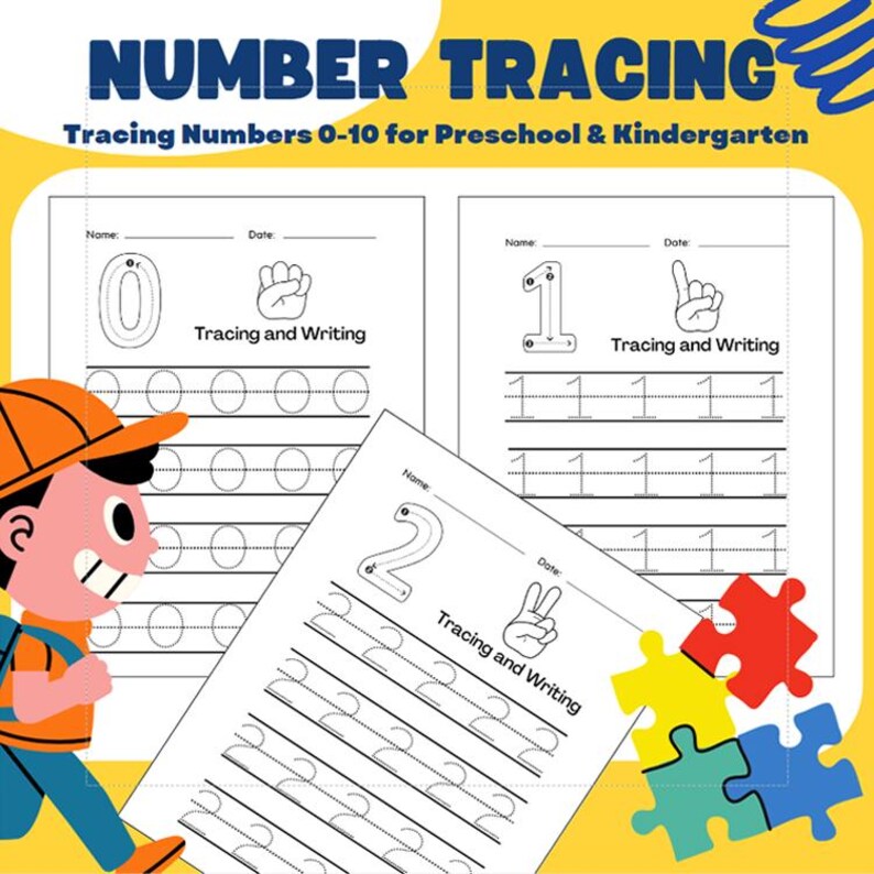 Numbers 0-10 Trace and Color Worksheets for Preschool and Kindergarten ...