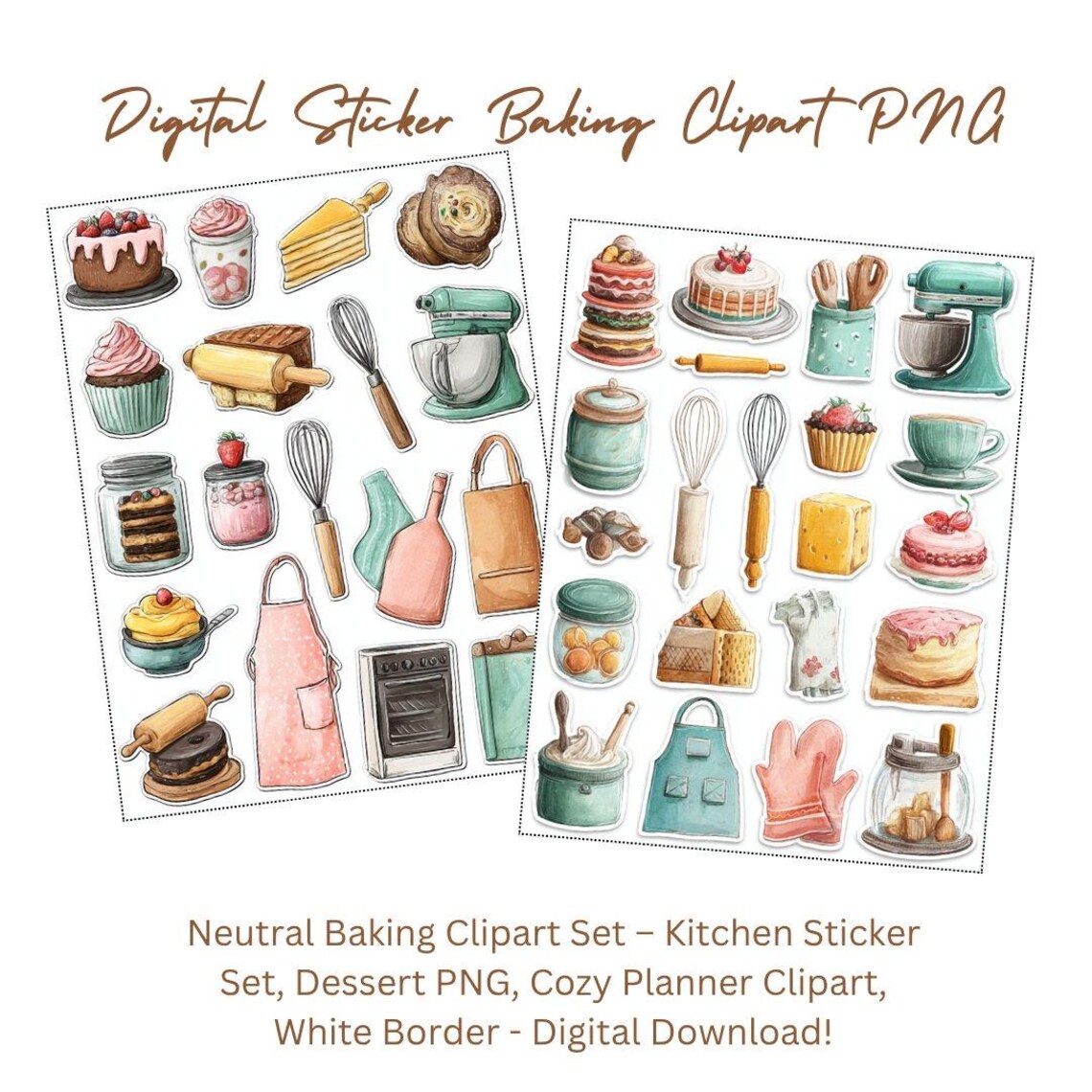 Baking Supplies Clipart Bundle - Watercolor Baking Clipart - Culinary ...