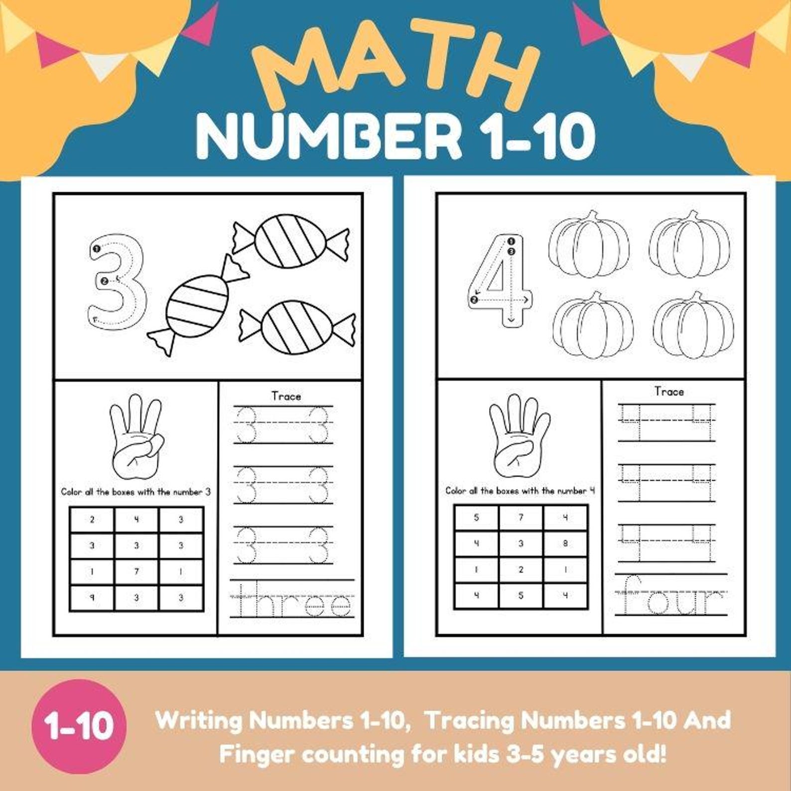 Number 1-10 for Kids 3-5 Years Old - Etsy