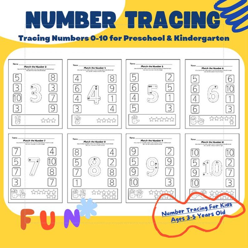 Numbers 0-10 Trace and Color Worksheets for Preschool and Kindergarten ...