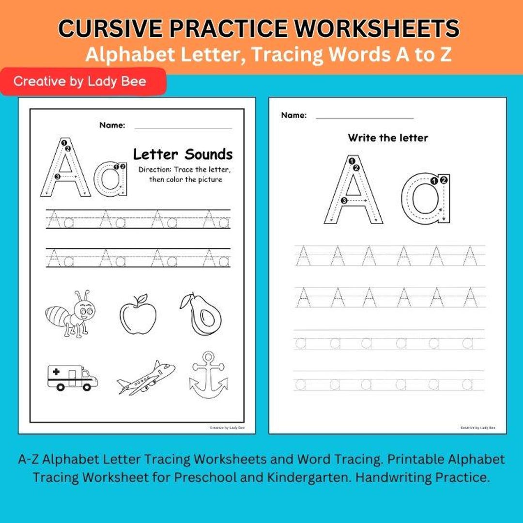 Alphabet Tracing Worksheets A-Z for Kids Ages 3-5 - Etsy