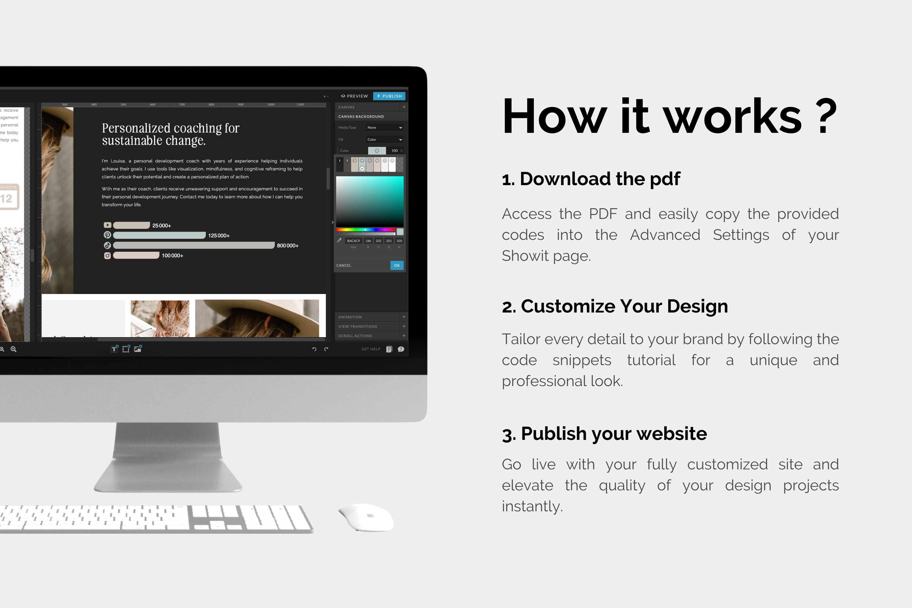 Animated Counter Showit Template Add on Bundle: 6 Canvas of Dynamic Numbers 100% Custom With a ...