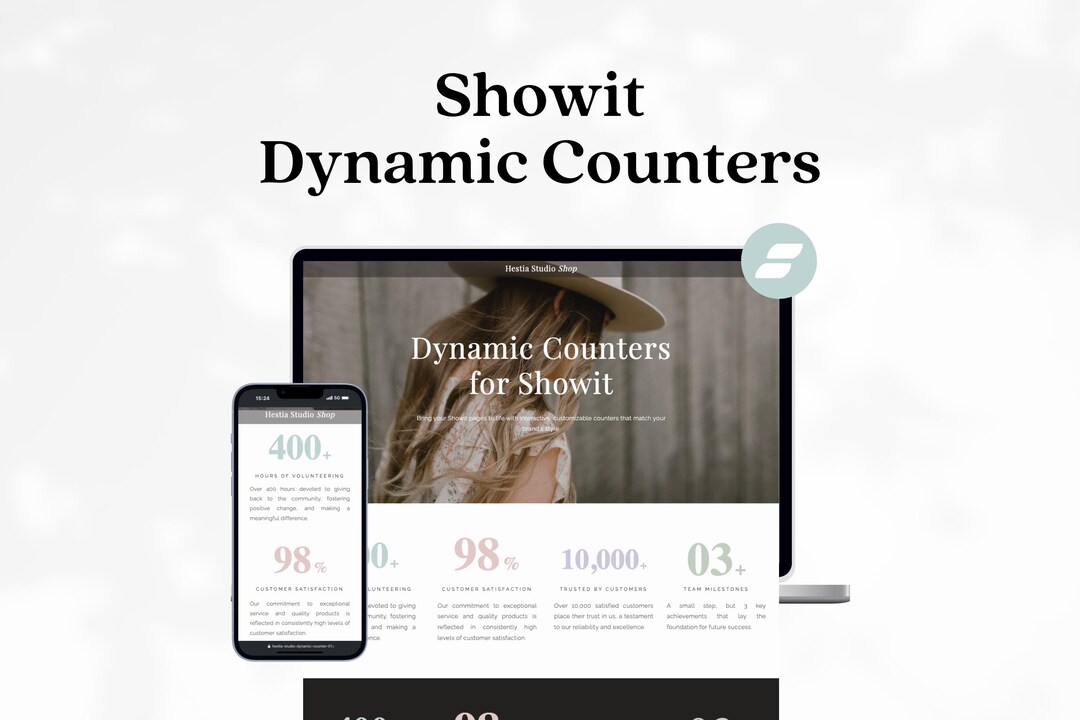 Showit Template Website Dynamic Counters: Code Snippets of Animated Numbers 100% Custom Instant ...