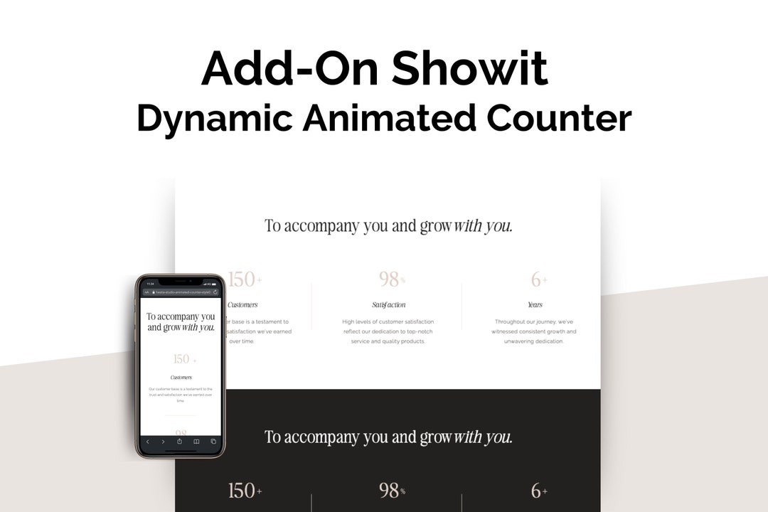 Animated Counter Showit Template Add-on Template Canvas : Include 1 Style With a Commercial ...