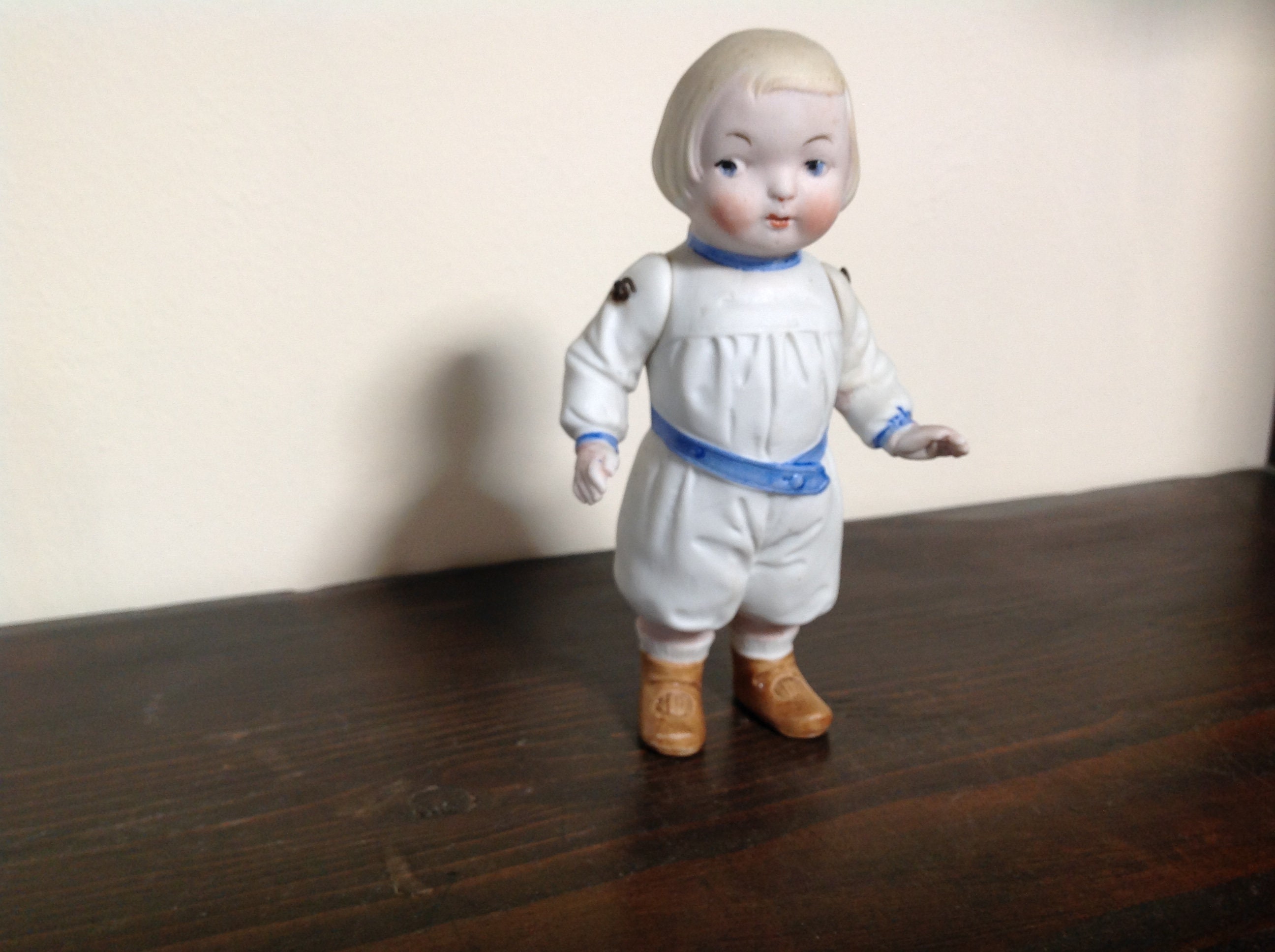 Antique Bisque German Rare Frozen Boy Doll With Jointed Arms. Hertwig ...