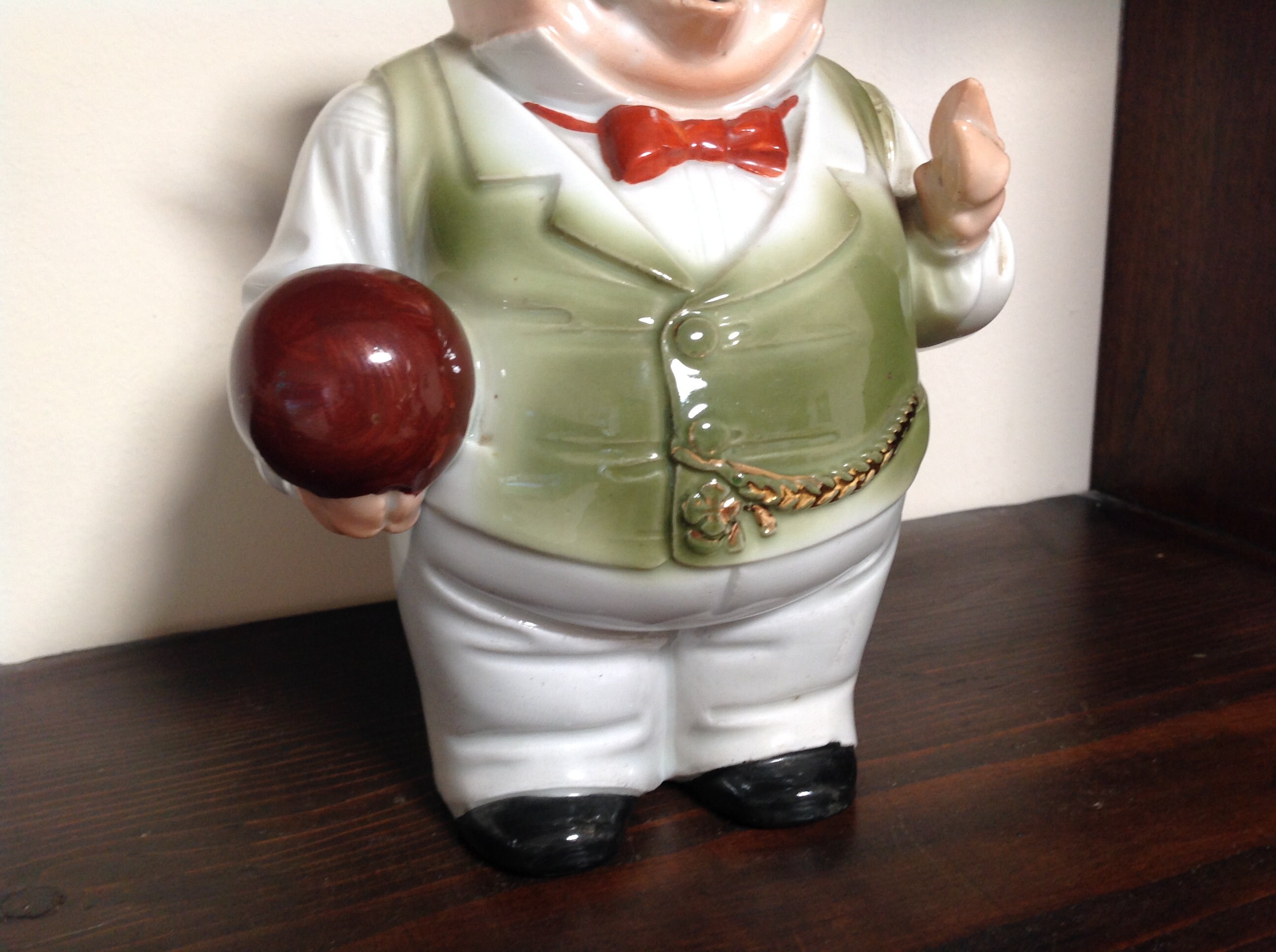 Fantastic Large Antique German Porcelain Bowling , Smoking Pink Pig ...