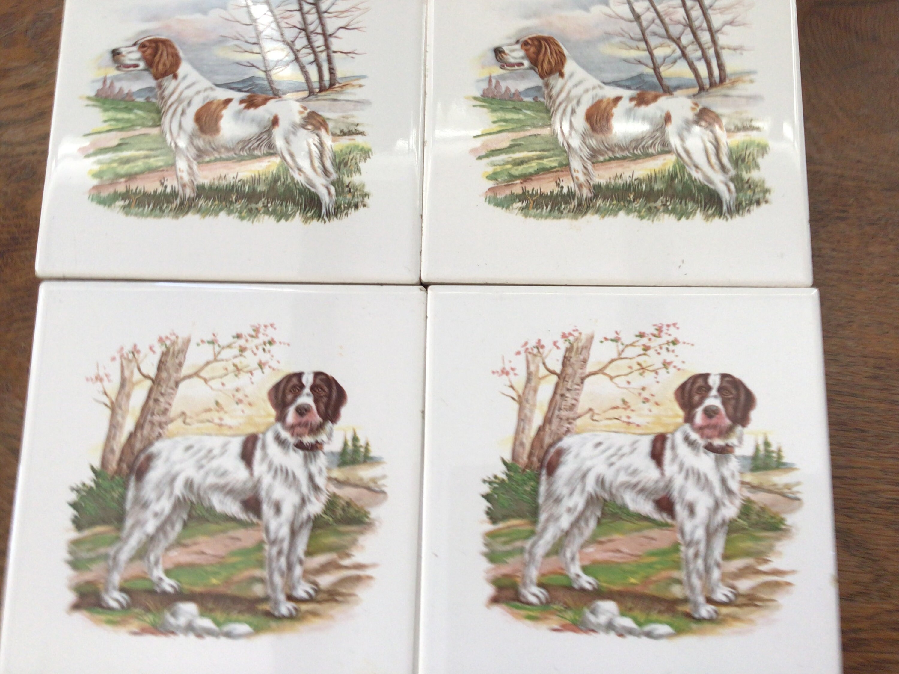 Gien France , Rare Set of 9 Gun Dog Vintage Tiles. Spaniels Pointers ...