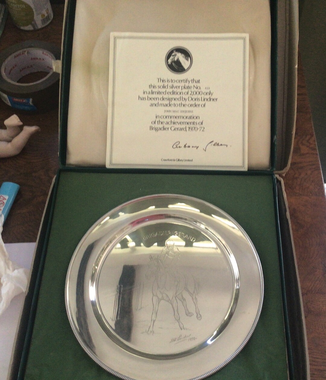Solid Silver Racehorse Plate a Limited Edition No 823 of 200 Only ...
