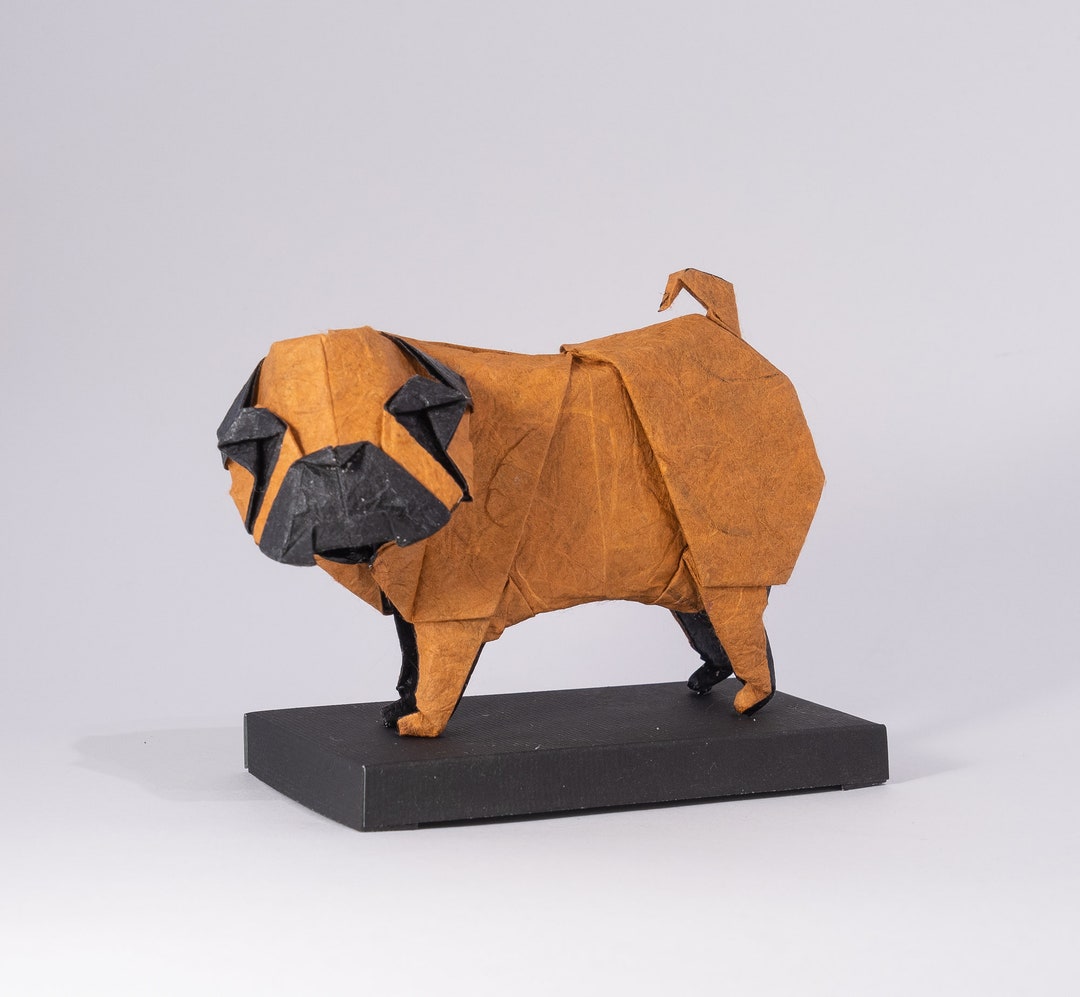 Origami Pug Carlí Origami Dog With Craft Paper Pet - Etsy