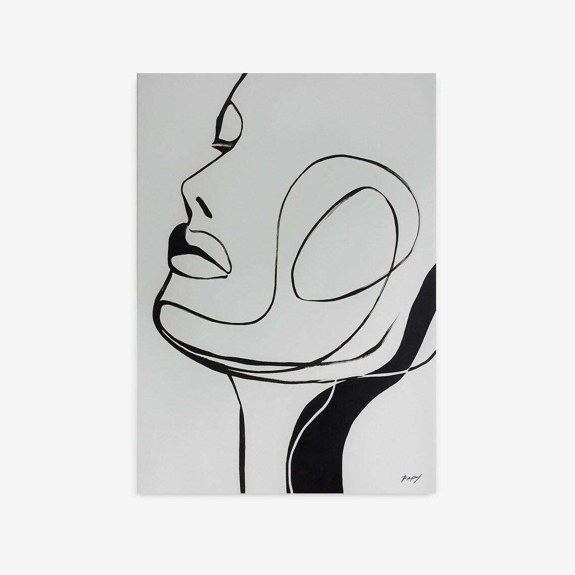 Abstract Face Line Drawing Print Minimalist Black and White Wall Art ...