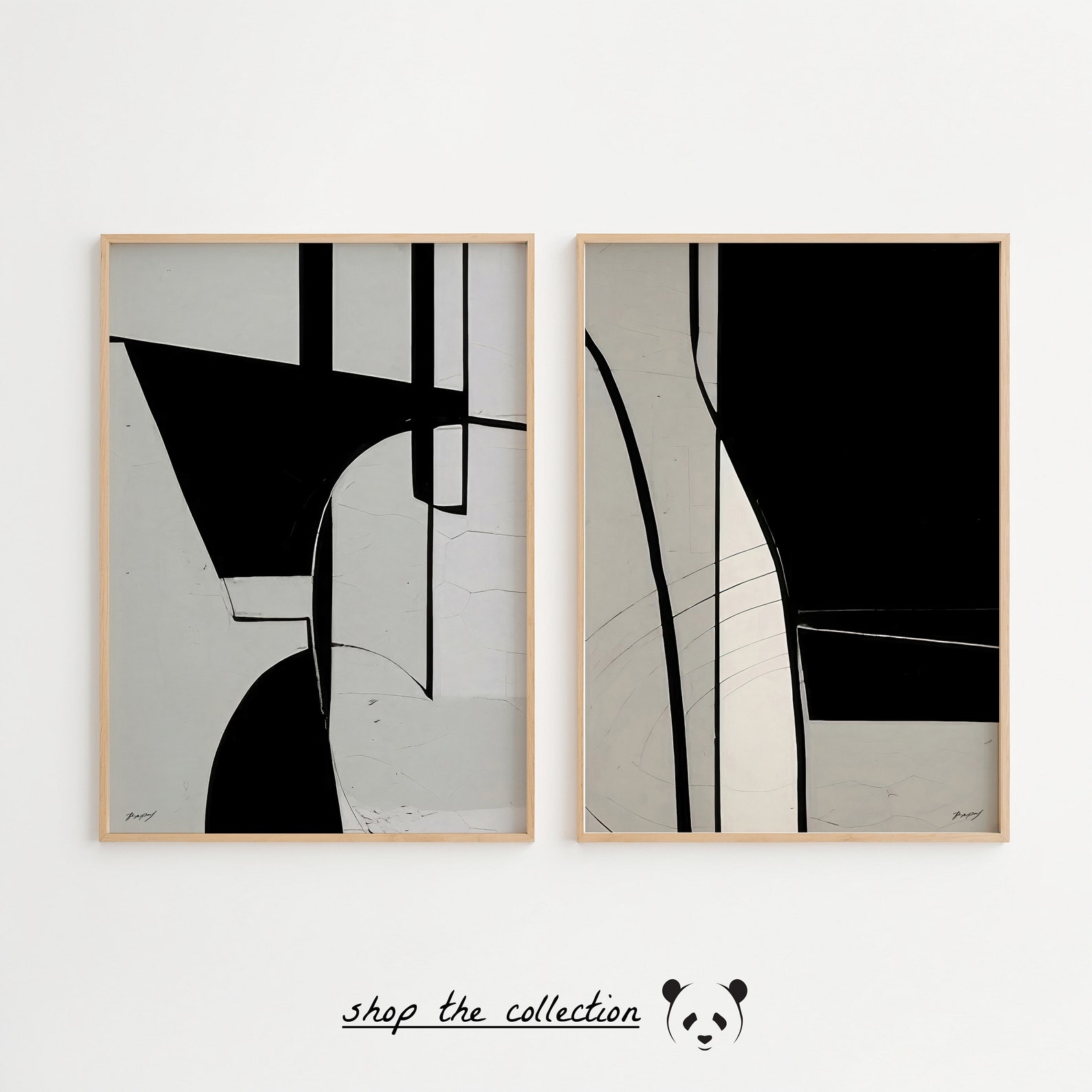 Abstrakte 2er-Set Prints, geometrische Formen, abstrakte Kunst, abstrakte Kunst, Midcentury ...