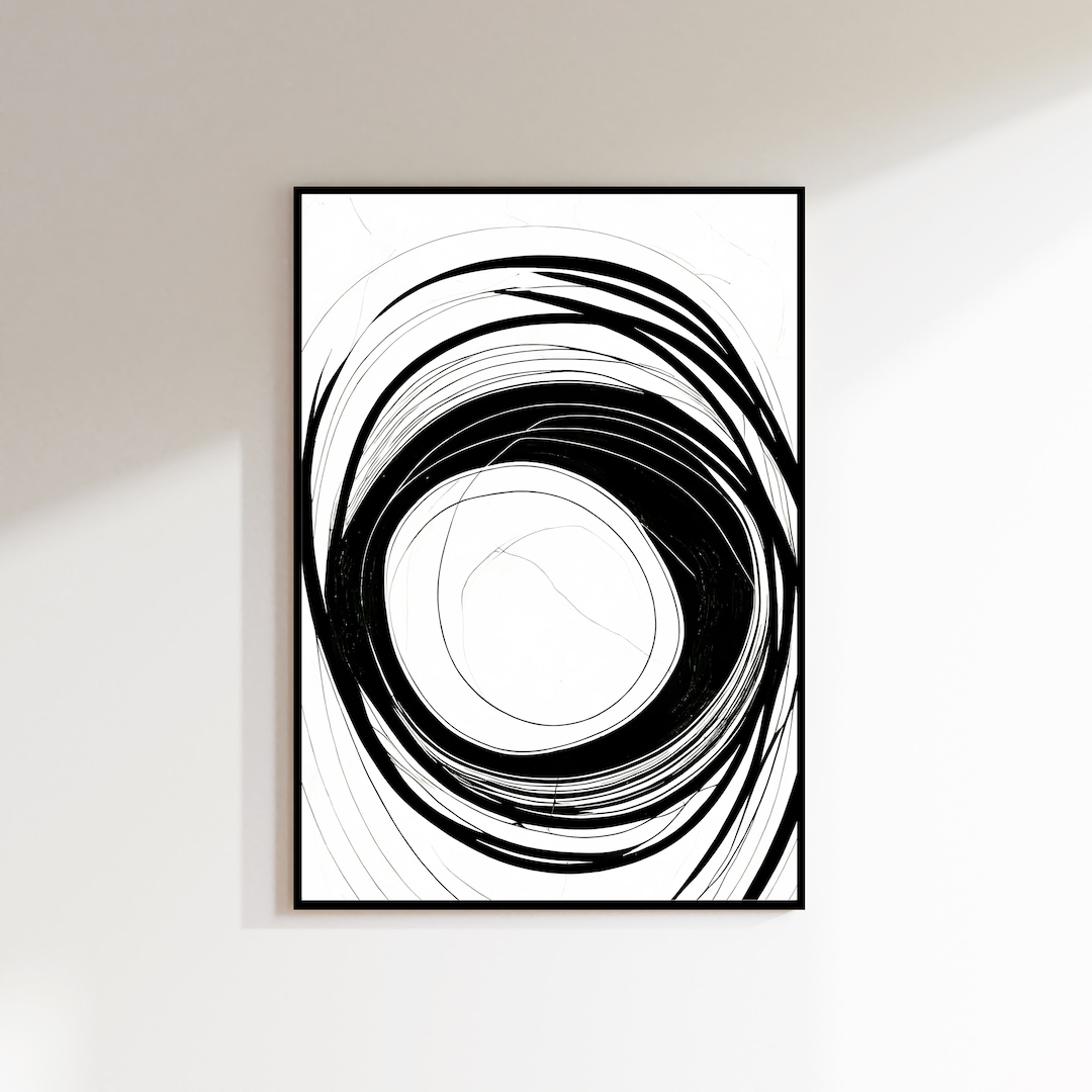 Schwarzweiße Wand Kunst Trendy, Abstrakte Linie Zeichnung Druck, Kreis Wand Kunst Malerei ...