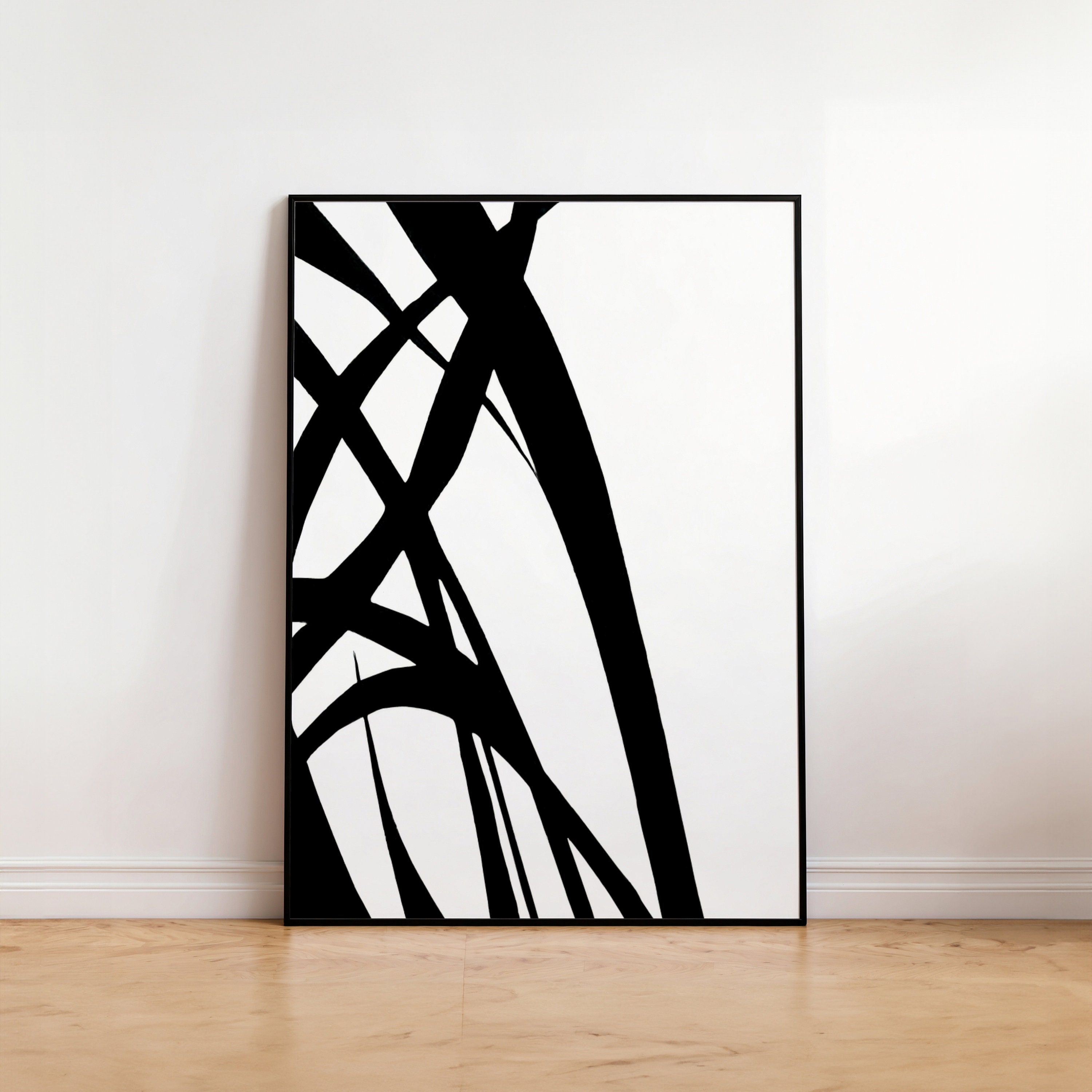 Minimalist Black and White Line Art Print - Modern Abstract Lines ...