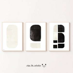 Minimalist Abstract Art Print Set of 3, Simple Shapes Posters, Modern ...