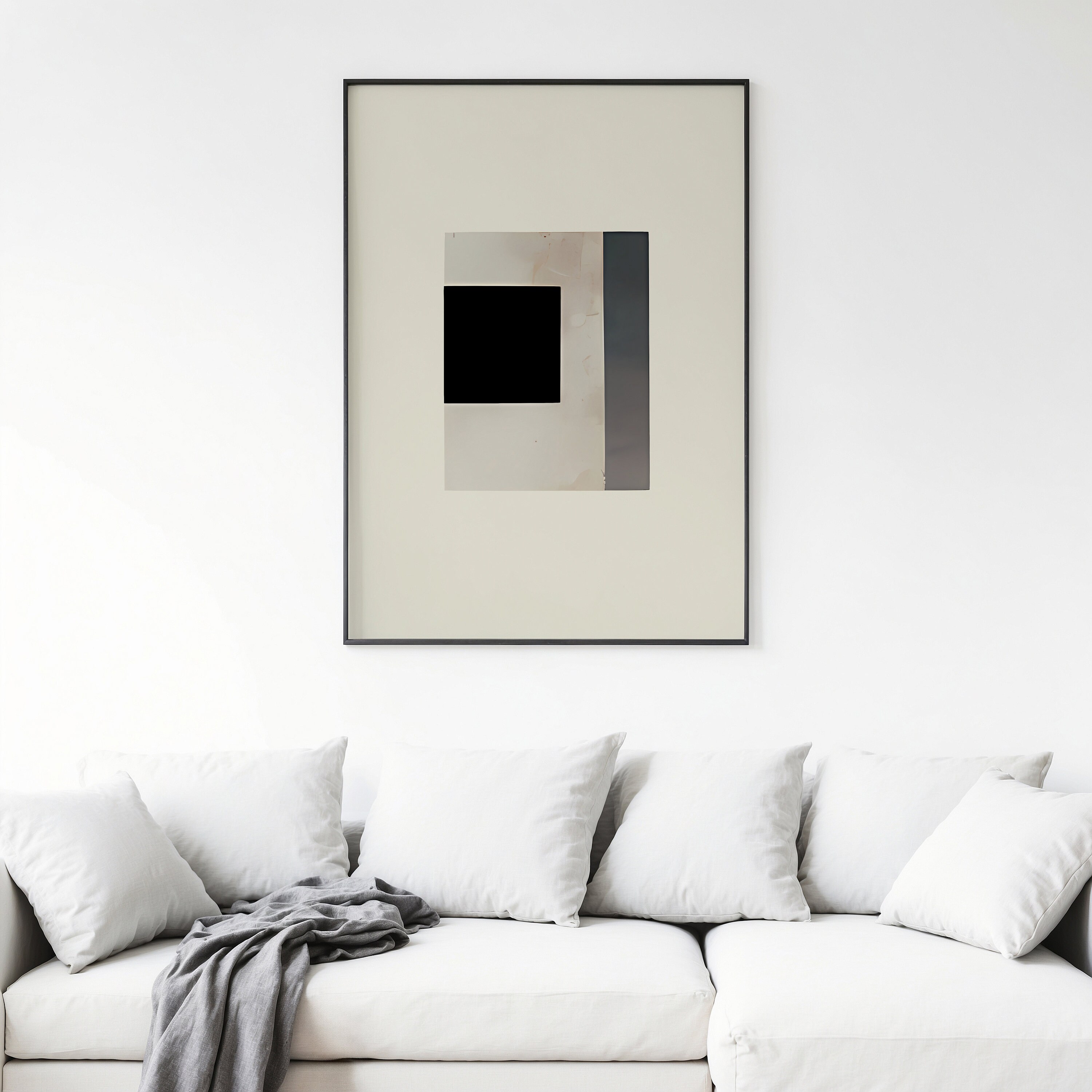 Minimalist Geometric Art Print: Black Beige Japandi Decor (digital ...