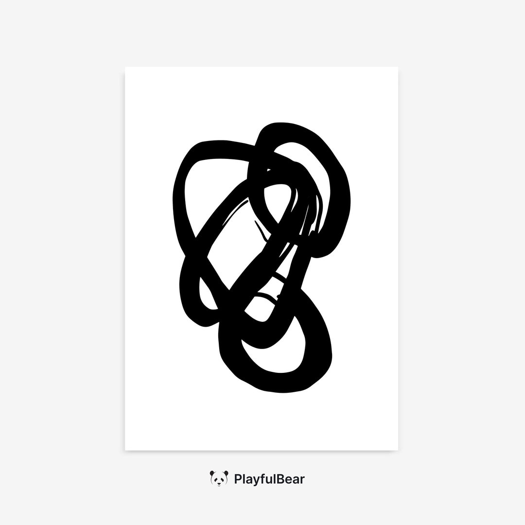 Black Lines Art Simple, Brush Strokes Print Black and White Abstract ...