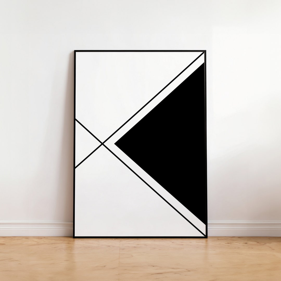 Minimalist Triangle Art Print: Black and White Geometric Poster ...