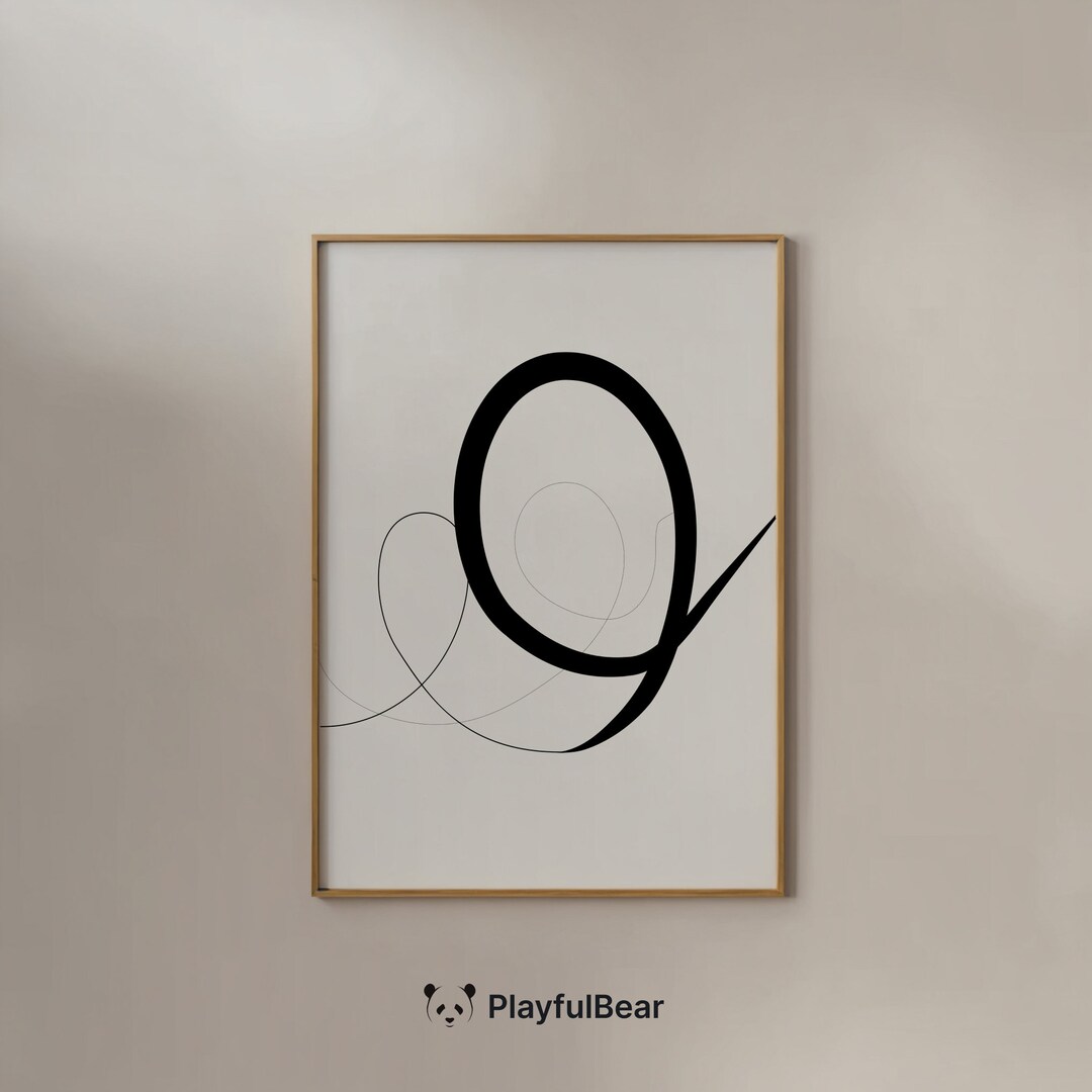 Fine Line Art Print Minimalist Abstract Printable Wall Art Black White ...