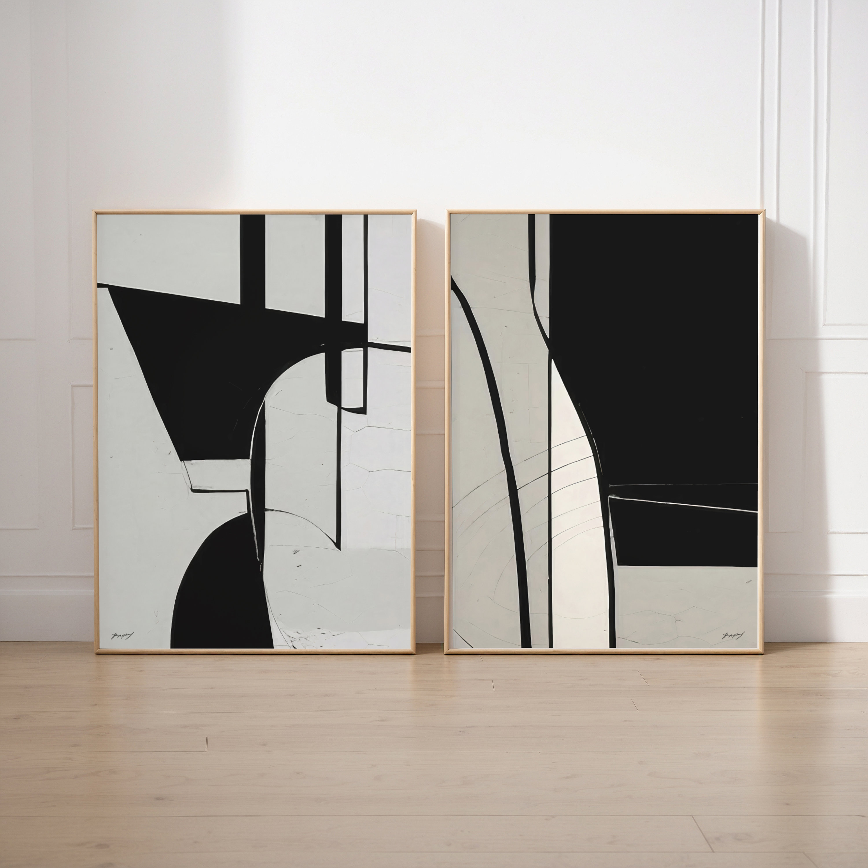 Abstrakte 2er-Set Prints, geometrische Formen, abstrakte Kunst, abstrakte Kunst, Midcentury ...